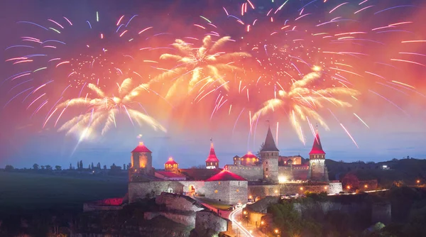 Festival fireworks over the castle - Stock Image - Everypixel