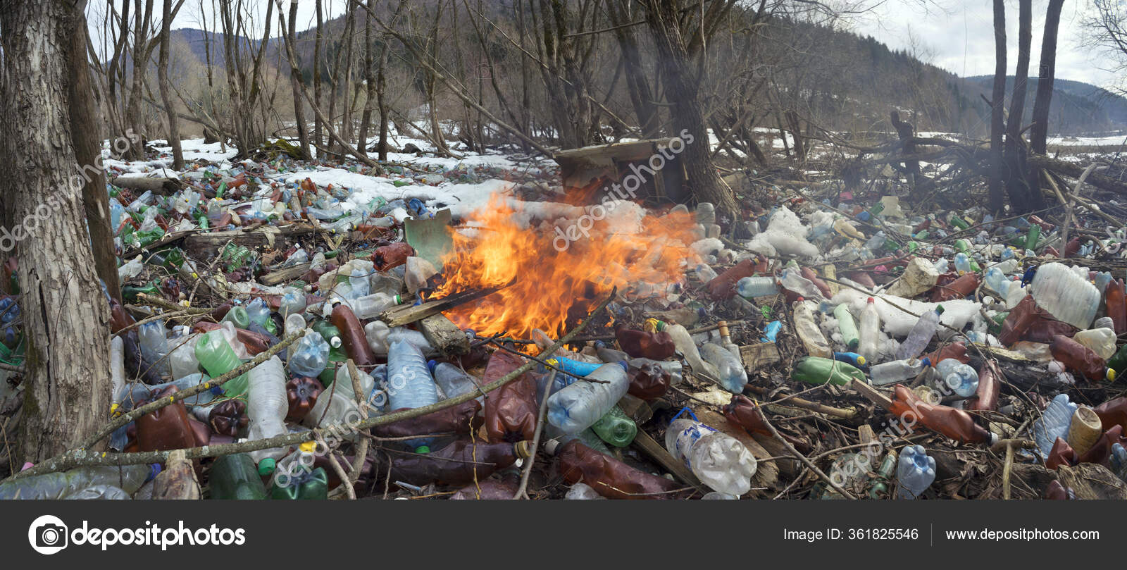Tourist Photographed Panorama Ecological Disaster River Carries Plastic ...