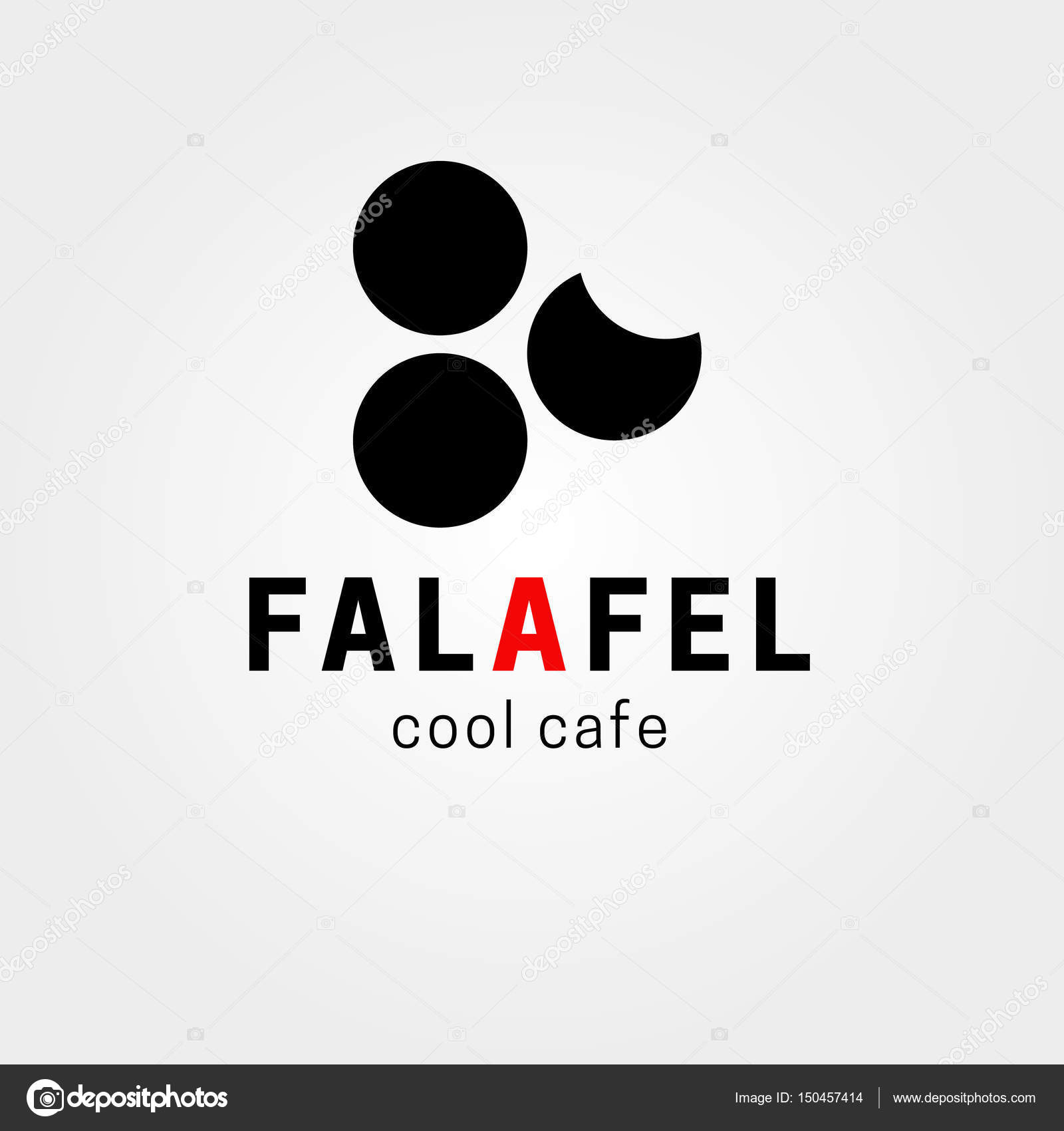 Logotipo Falafel con texto negro con círculo de árbol y rojo a Vector ...