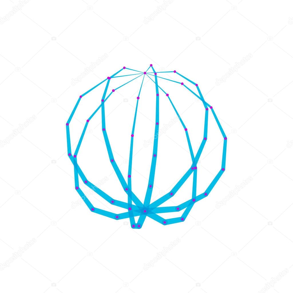 Esfera abstracta de líneas y puntos.Ilustración vectorial. 2022