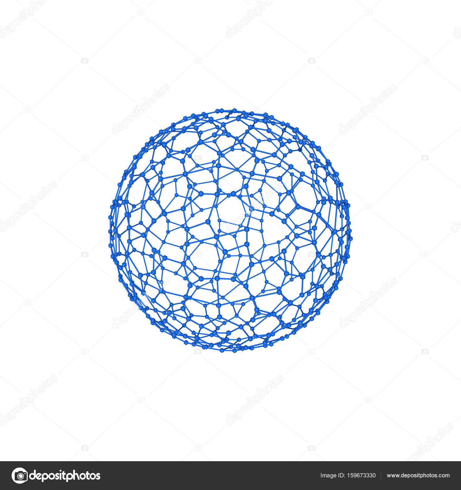 Abstract Sphere wireframe. Molecular lattice.Isolated on white b ...