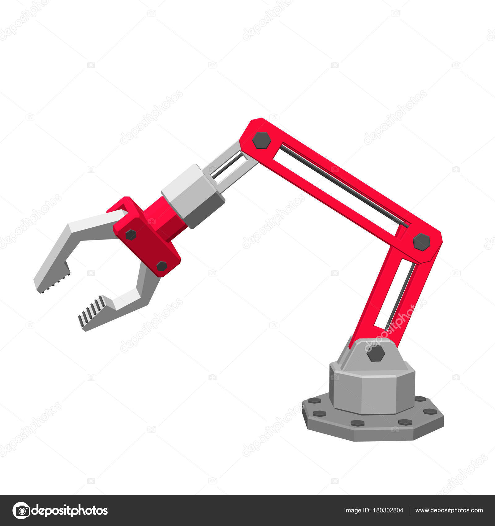 Robotic arm. Isolated on white background. 3d Vector illustratio Stock ...
