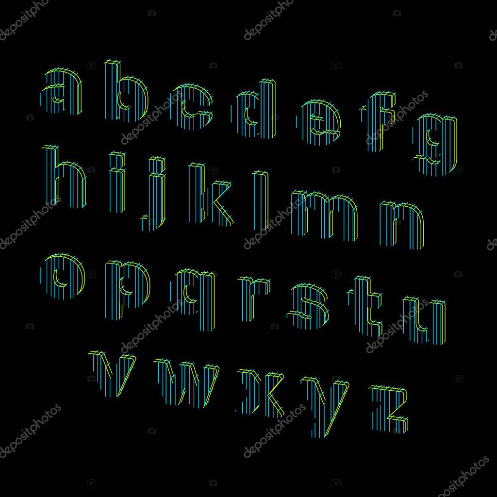 Letras del alfabeto de líneas. Ilustración del esquema vectorial ...