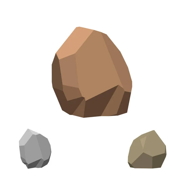 Polygonal stone set. Isolated on white background. 3d Vector ill Stock ...