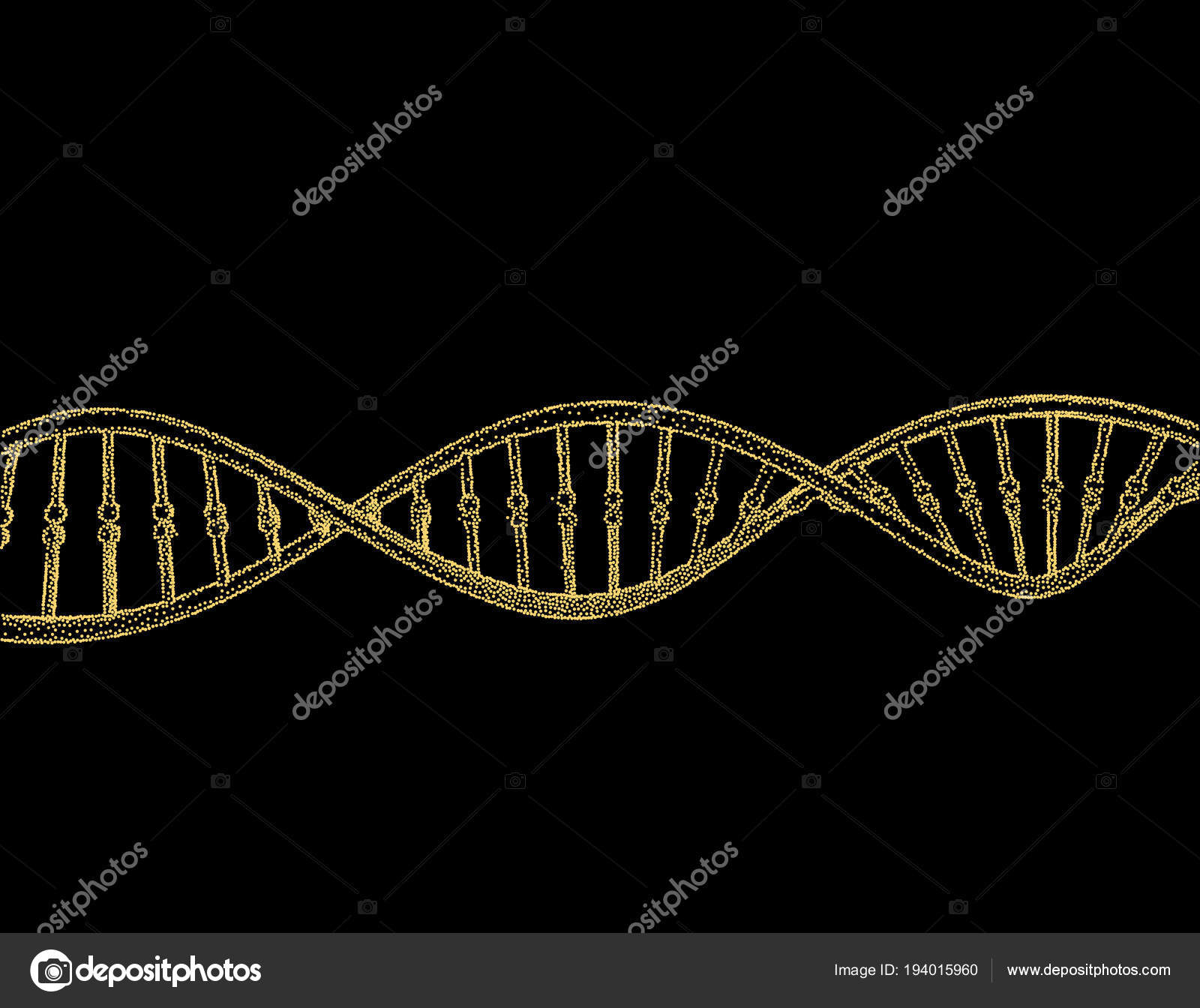DNA strand. Isolated on black background. Vector illustration. Stock ...