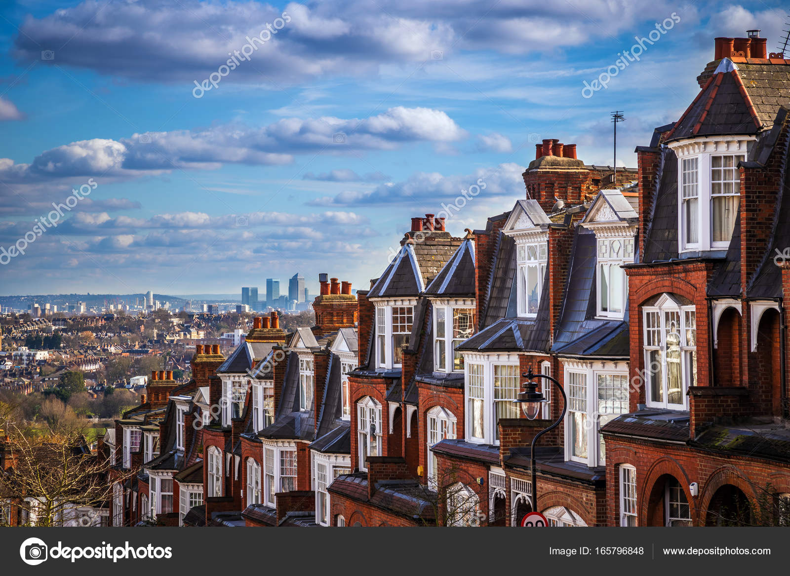 London, England - Panoramic skyline view of London and the skyscrapers ...