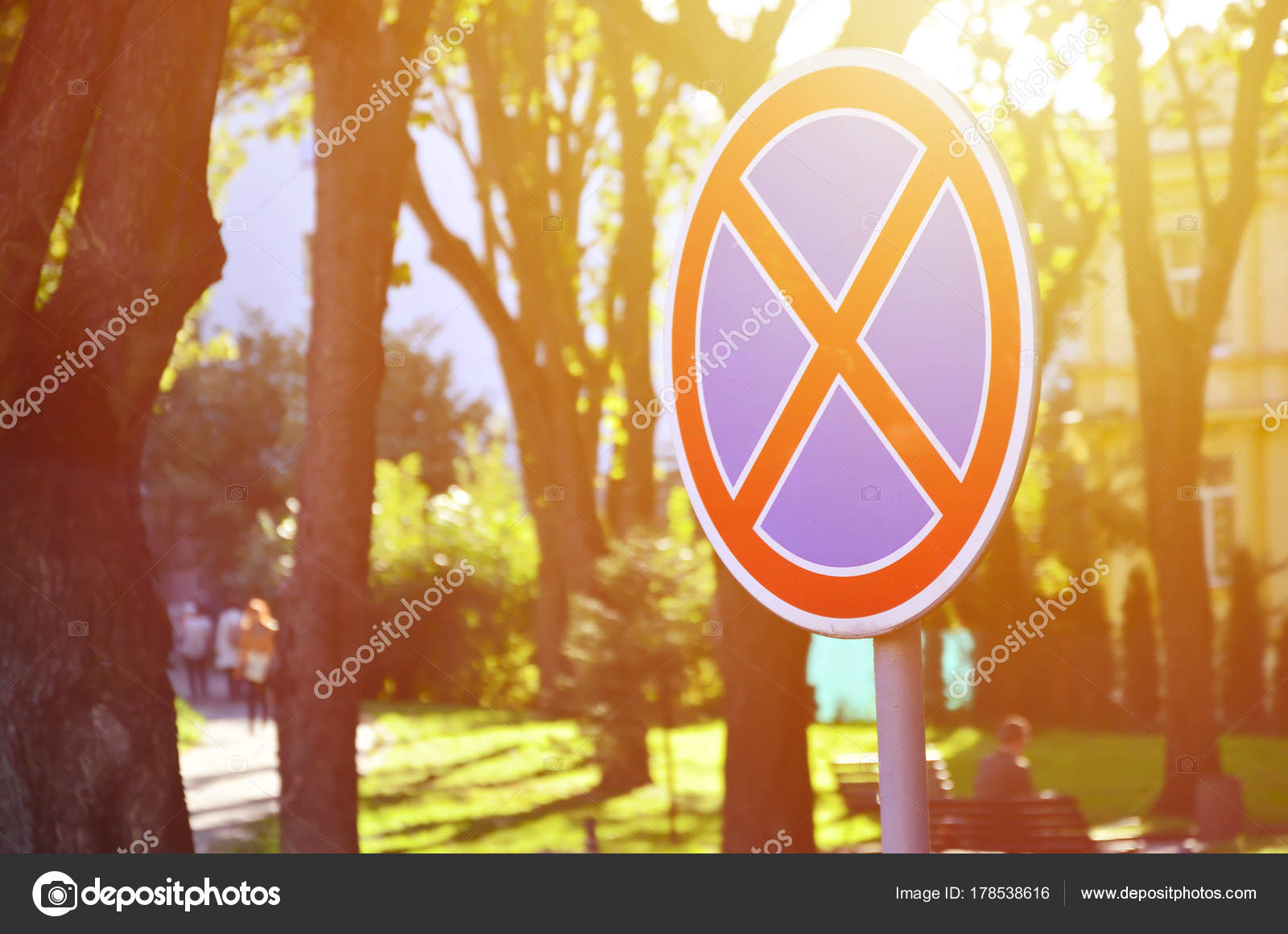 Road Sign Red Cross Blue Background Sign Means Parking Prohibition ...