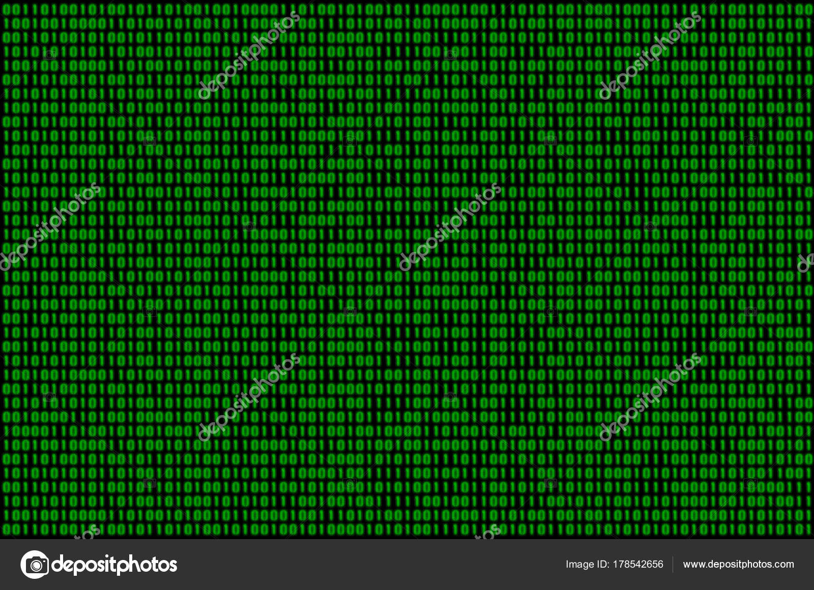 Image Blurry Binary Code Composed Set Green Numbers Black Background ...