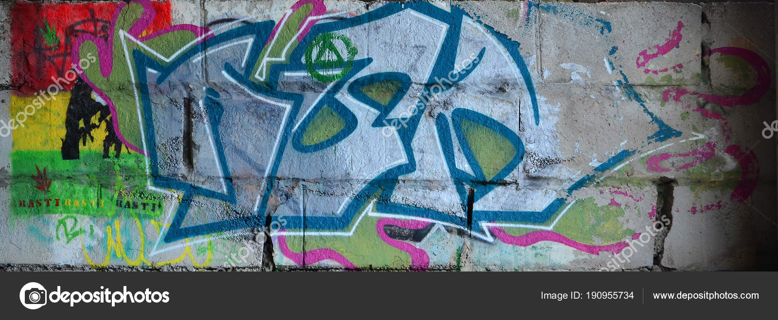 Detailed Image Very Old Aged Color Graffiti Drawing Wall Background ...