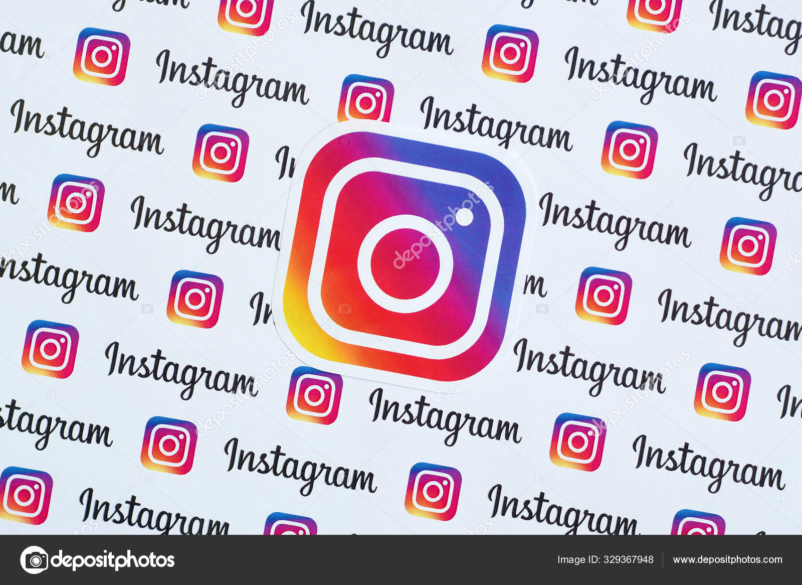 Instagram pattern printed on paper with small instagram logos and ...