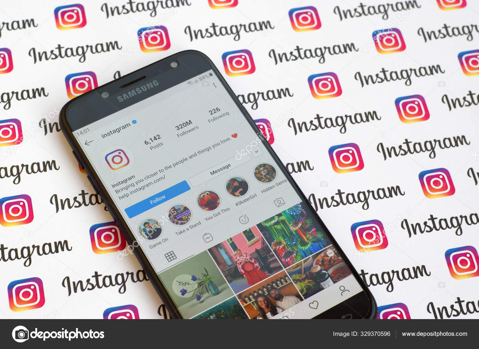 Main official instagram account on smartphone screen on paper instagram ...