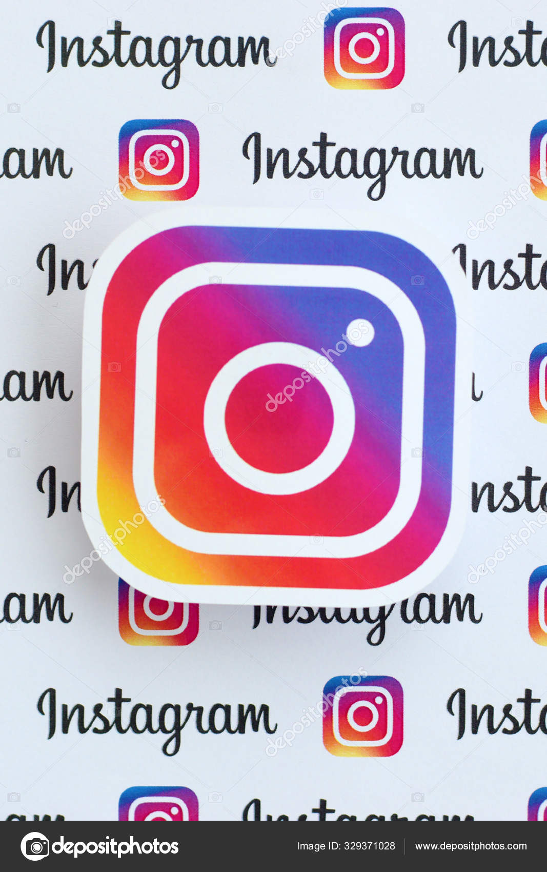 Instagram pattern printed on paper with small instagram logos and ...