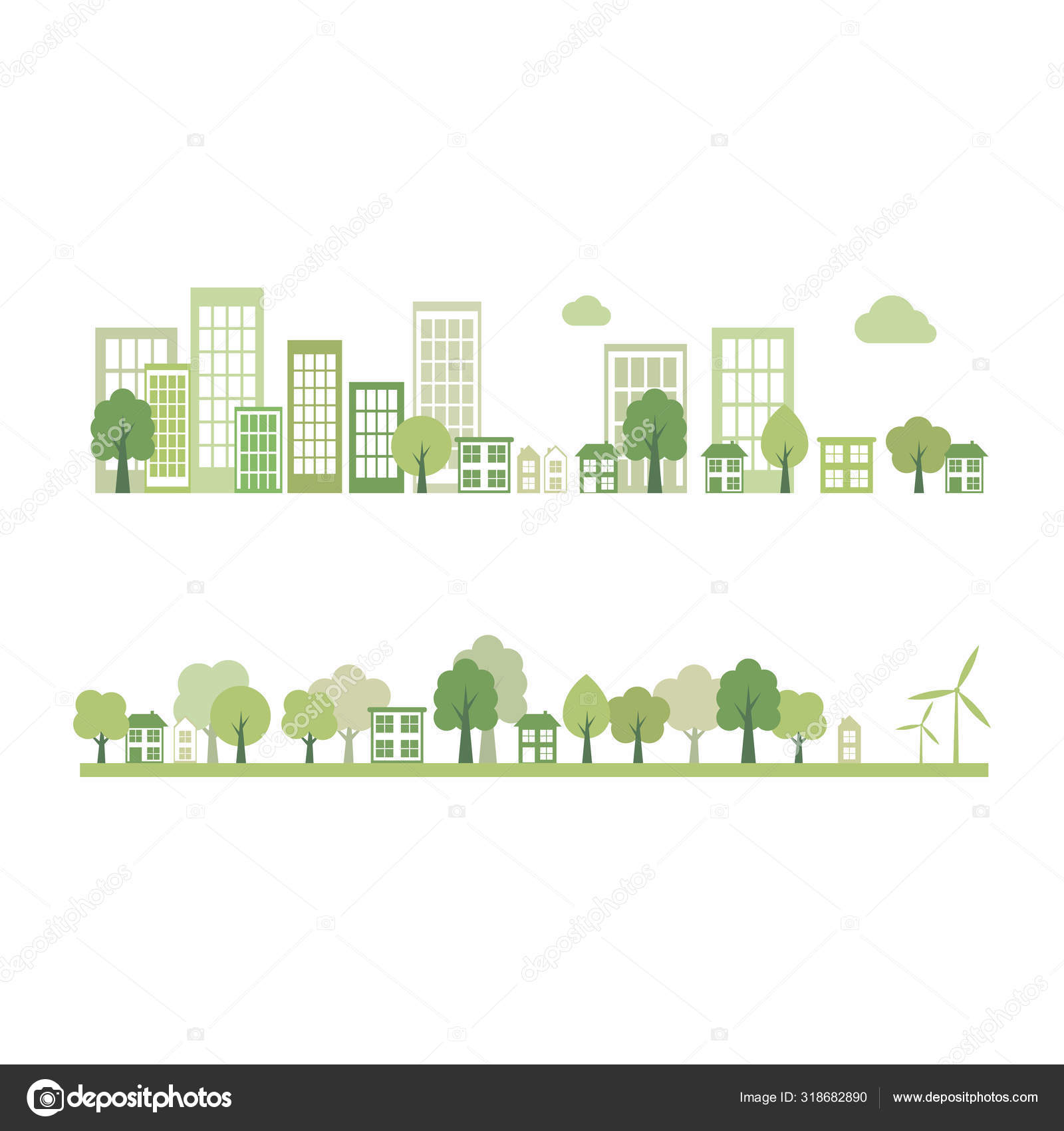 Ecological Clean City Green White Background Stock Vector Image by ...