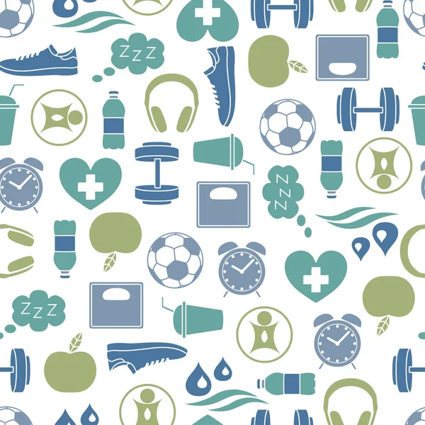 Seamless pattern with healthy lifestyle icons — Stock Vector ...