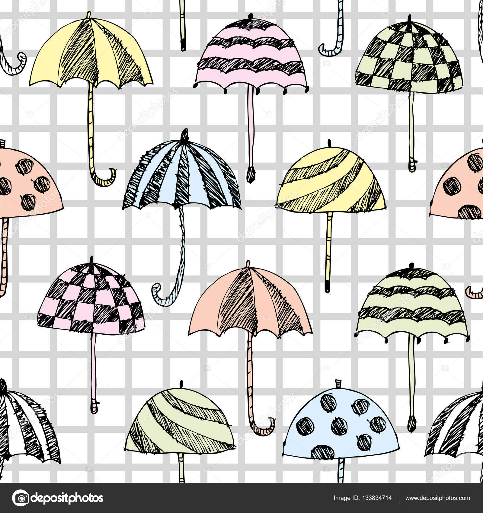 Umbrella sketch pattern squared Stock Vector by ©berry2046 133834714