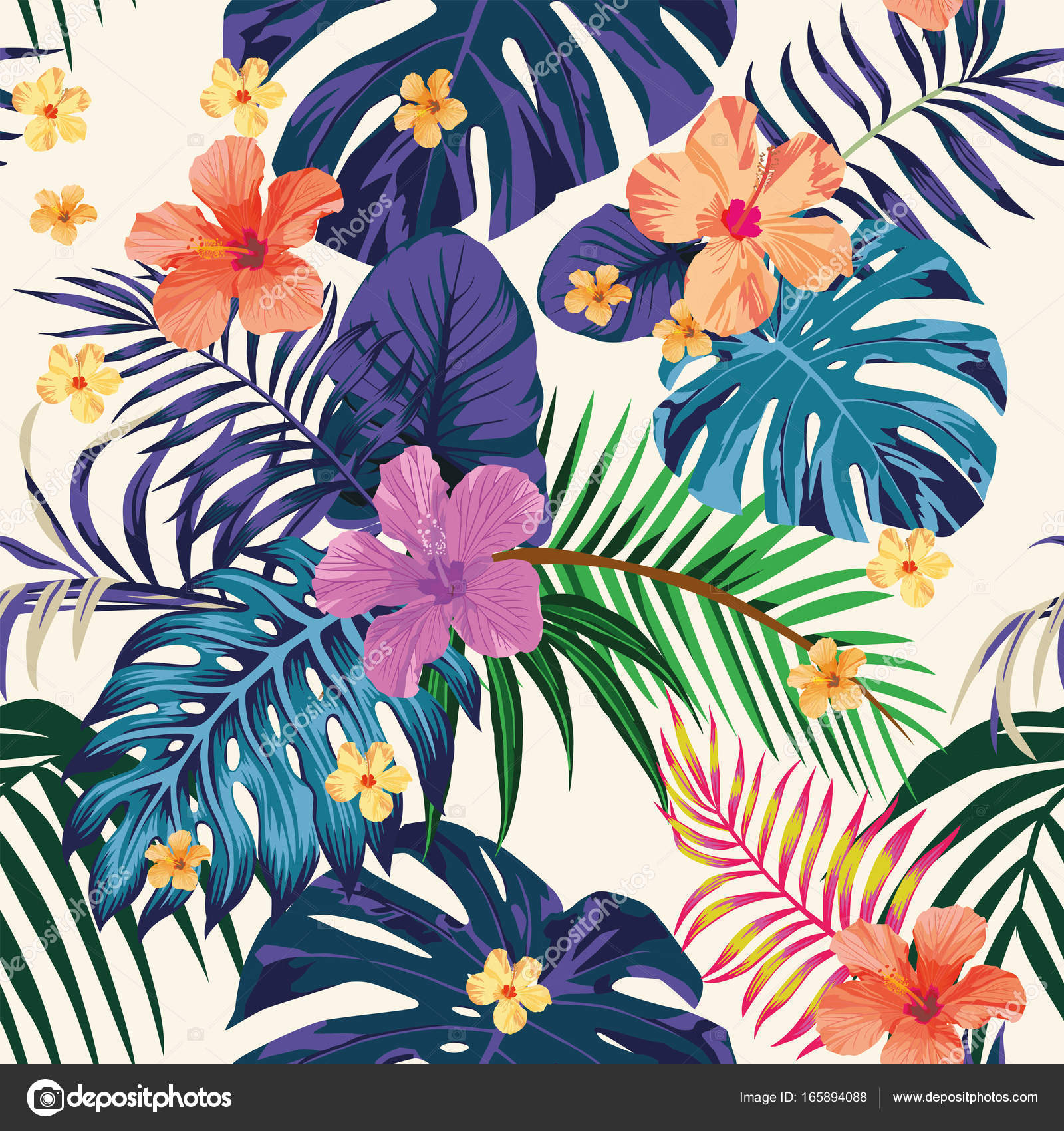 Abstract color tropical pattern seamless light background Stock Vector ...