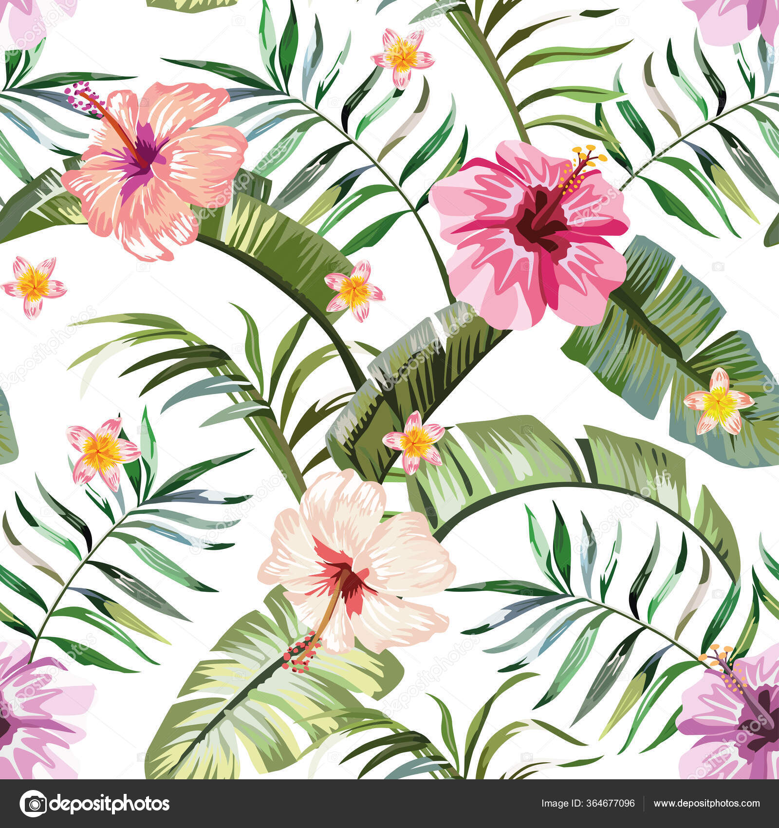 Floral Exotic Tropical Seamless Pattern Tropic Hawaiian Wallpaper Vivid