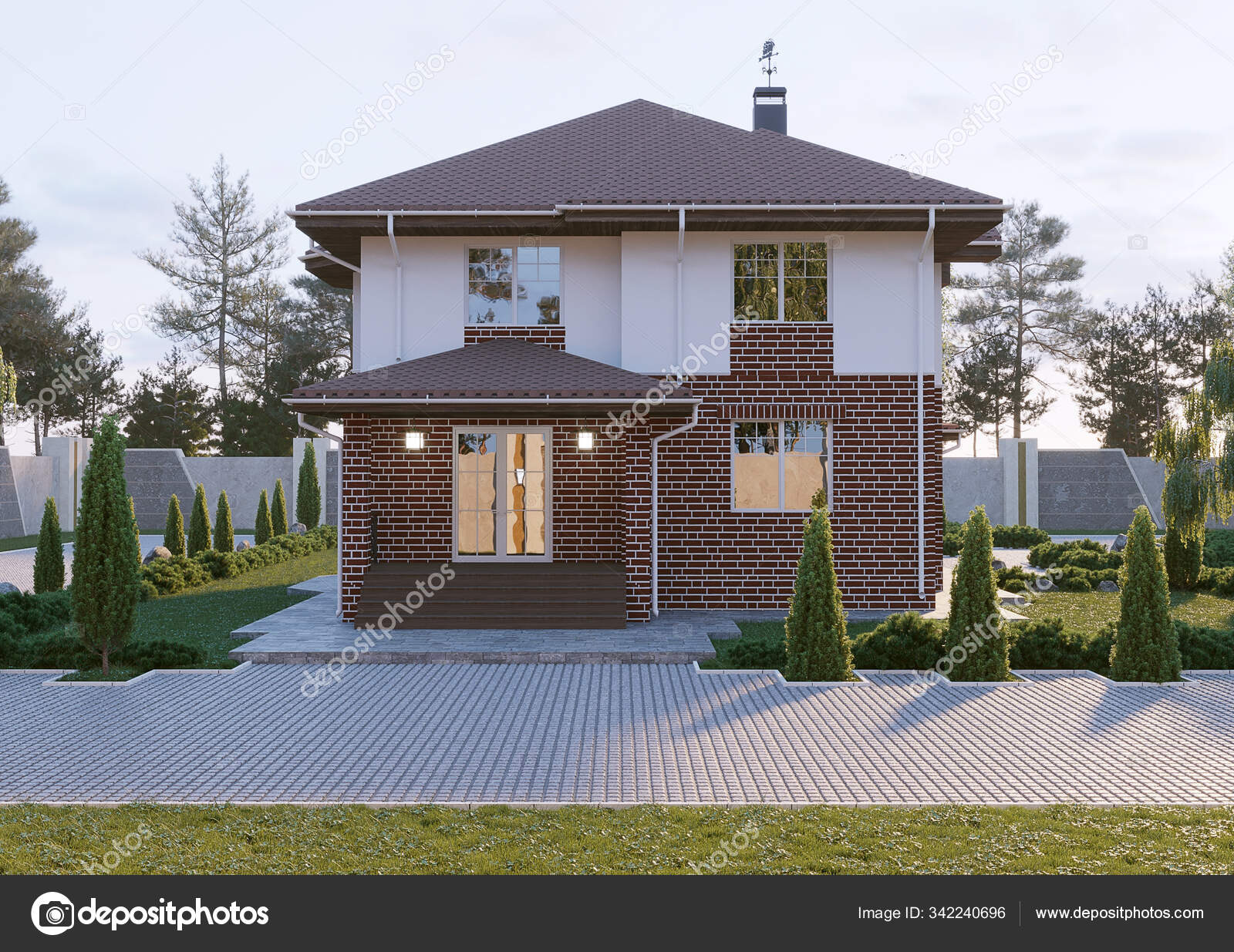 Exterior Home Villa Render Nikdruid — Stock Photo © nikdruid #342240696