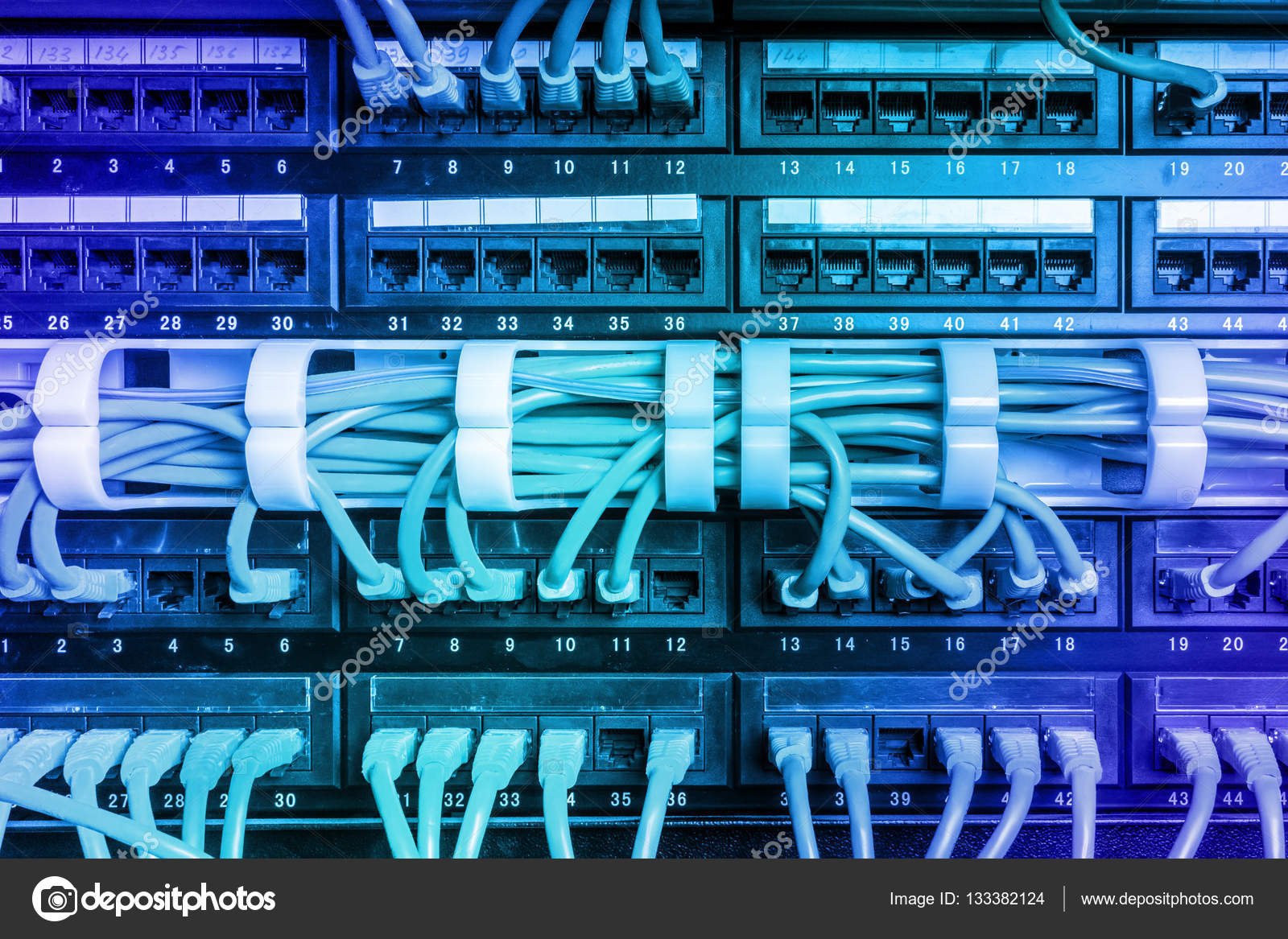 Server rack with blue cables — Stock Photo © Angelus_Liam #133382124