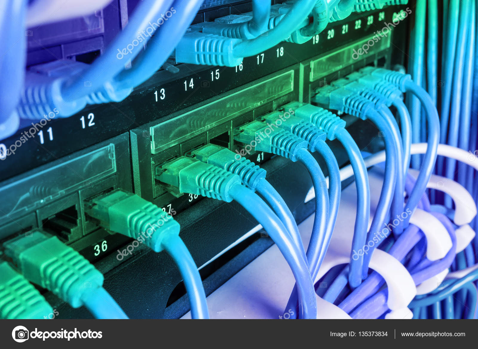 Server rack with blue cables Stock Photo by ©Angelus_Liam 135373834