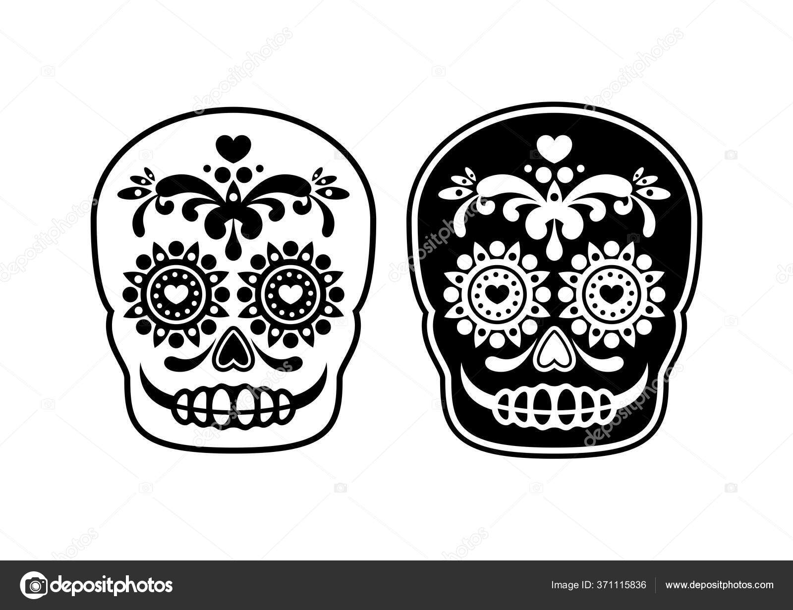 Sugar Skulls Outline