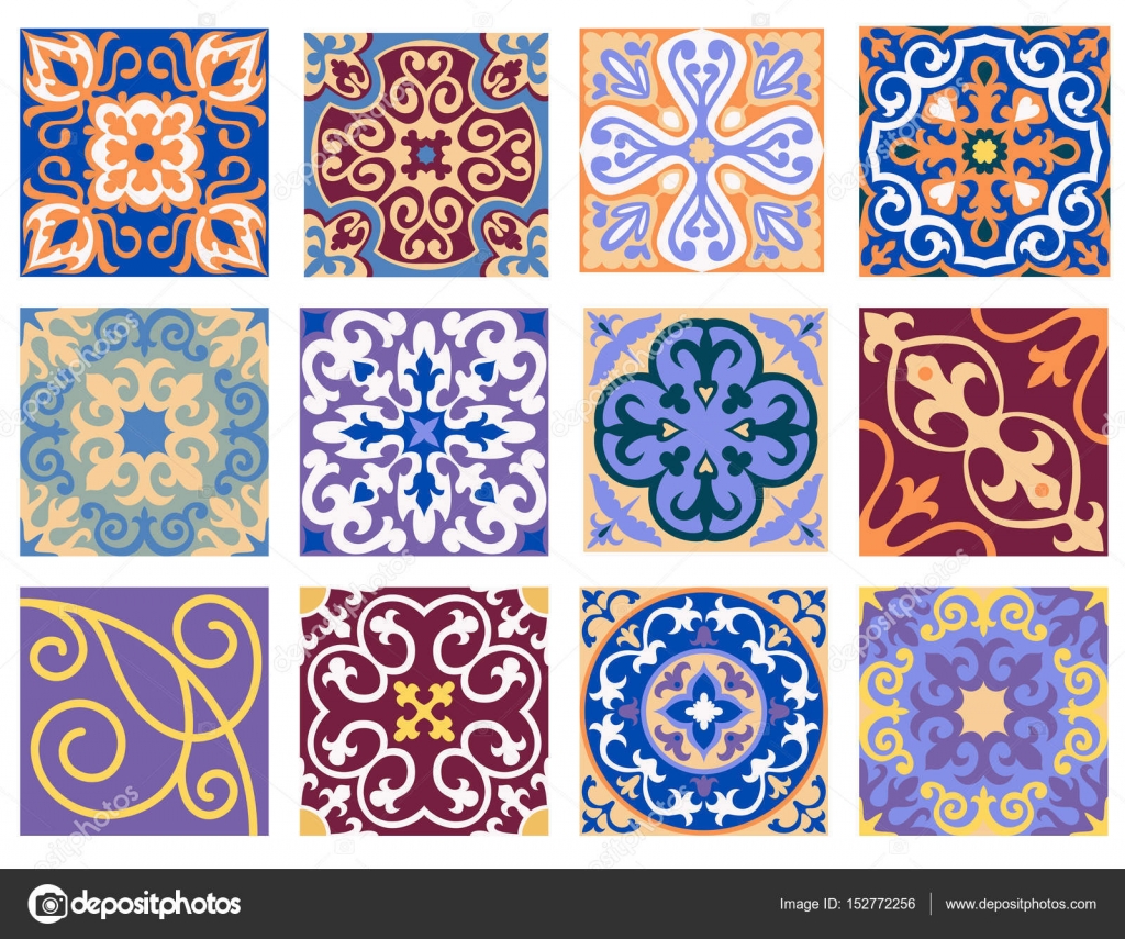 Vintage retro ceramic tile pattern set. Stock Vector Image by ©Ksu_Ganz ...