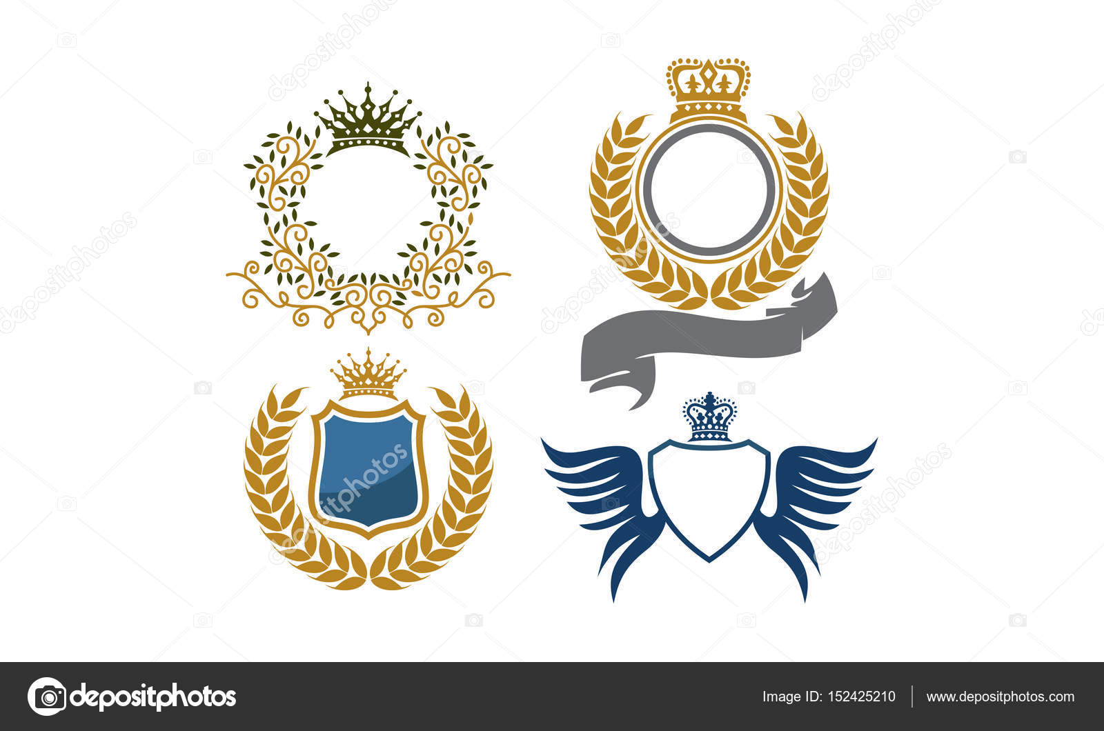 Crown Shield Leaves Ribbon Wings Stock Photo by ©alluranet 152425210