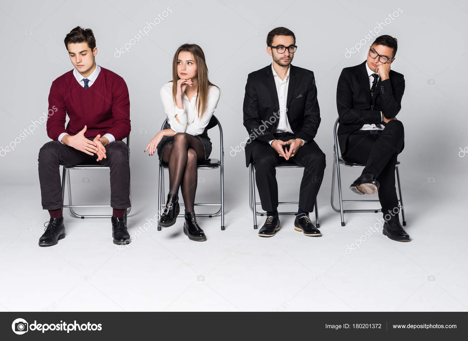 People Sitting White Background