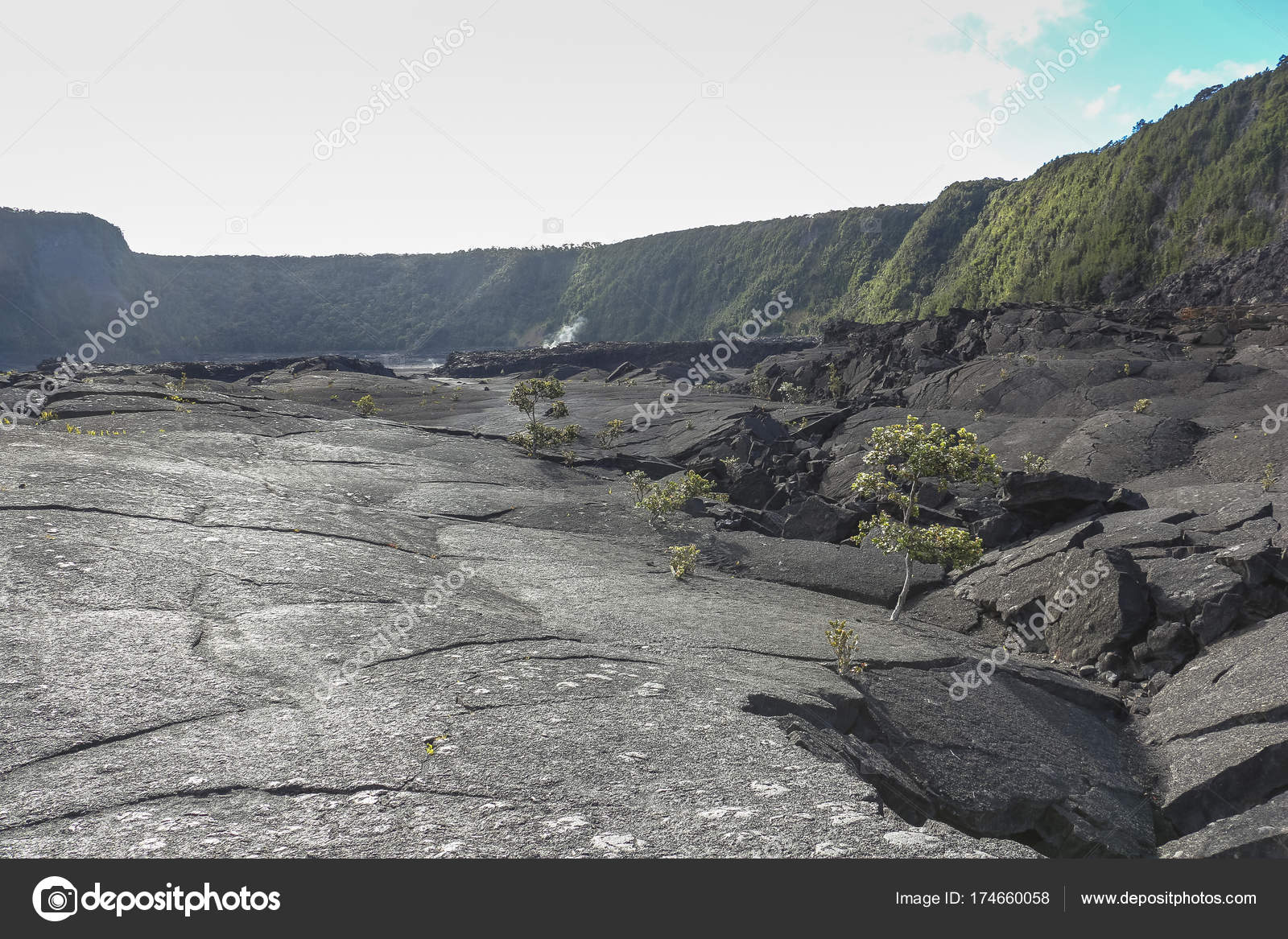 Cold lava magma lake Volcano National Park — Stock Photo © robin.runck ...
