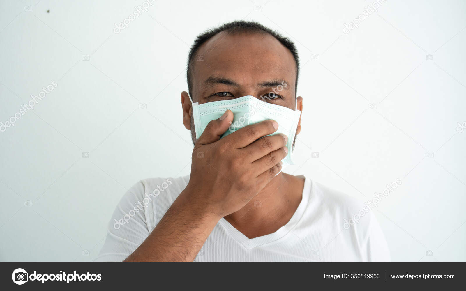 Young Man Sick Wearing Mask Face — Stock Photo © ruttapum2 #356819950