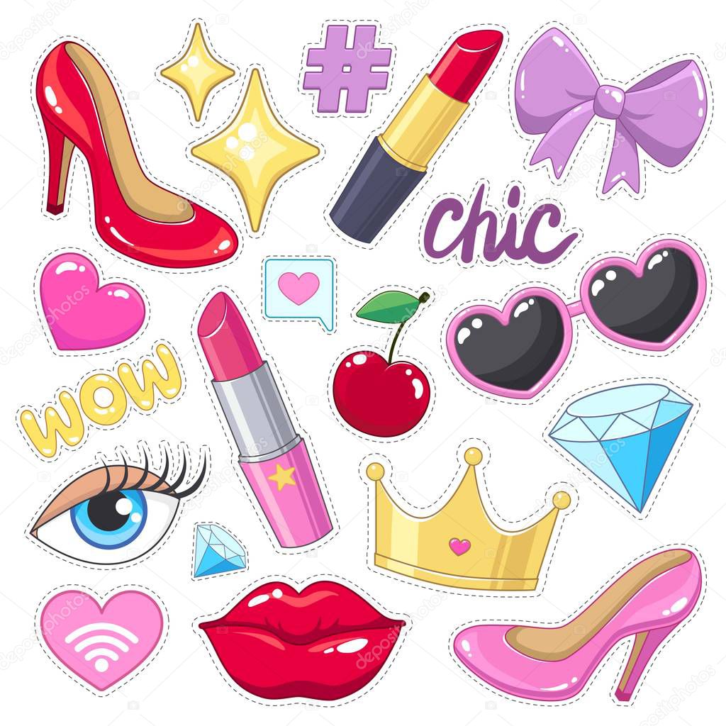 Set os stickers (badges) pack for girls. — Stock Vector © imaginasty ...