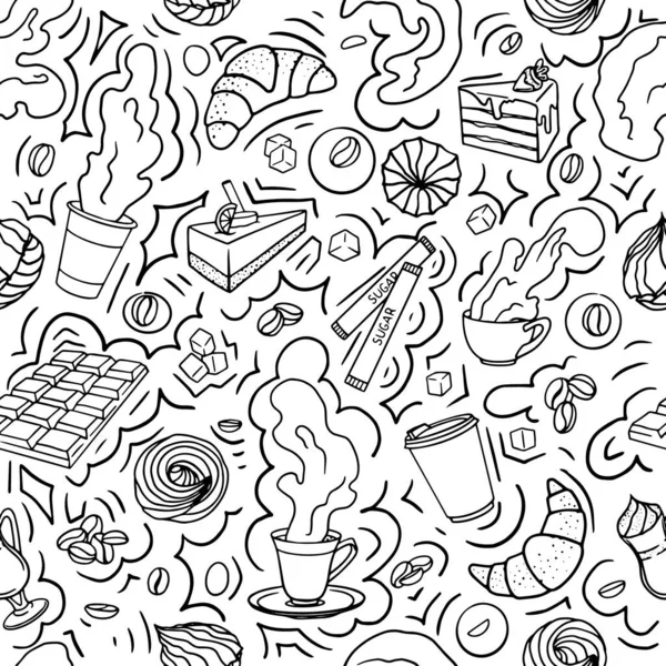 Coffee chocolate texture seamless with drink and sweets, cake, Stock ...