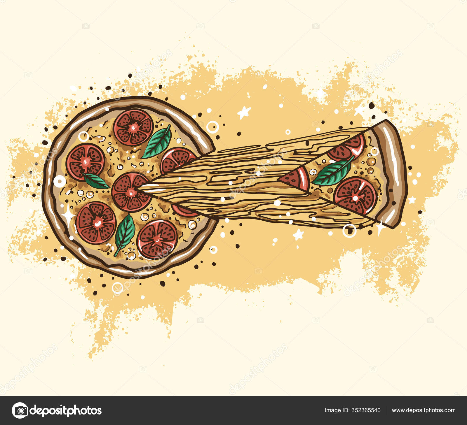 Pizza ilustración, comida italiana, vector de comida rápida Vector de ...