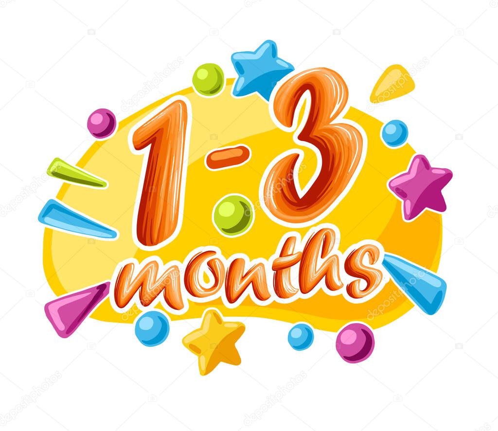 Números coloridos del bebé de 1-3 meses de edad, ilustración del vector ...