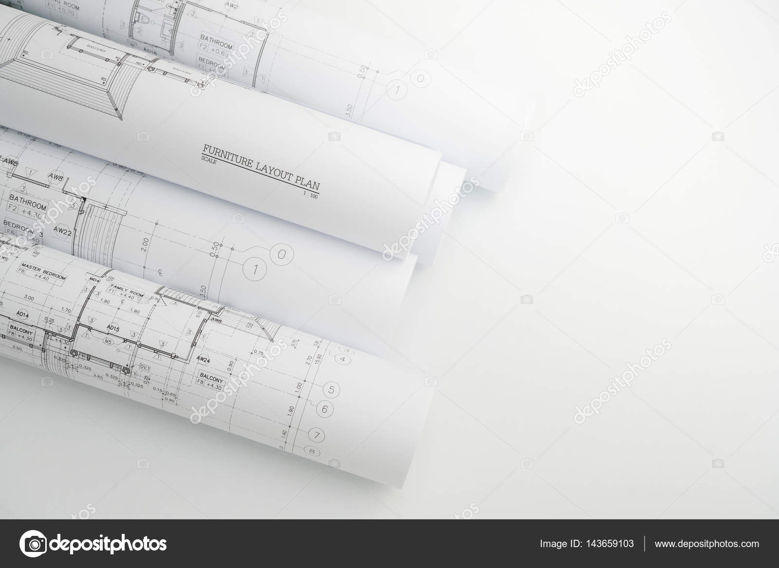 Architectural drawing paper rolls of a dwelling for construction ...
