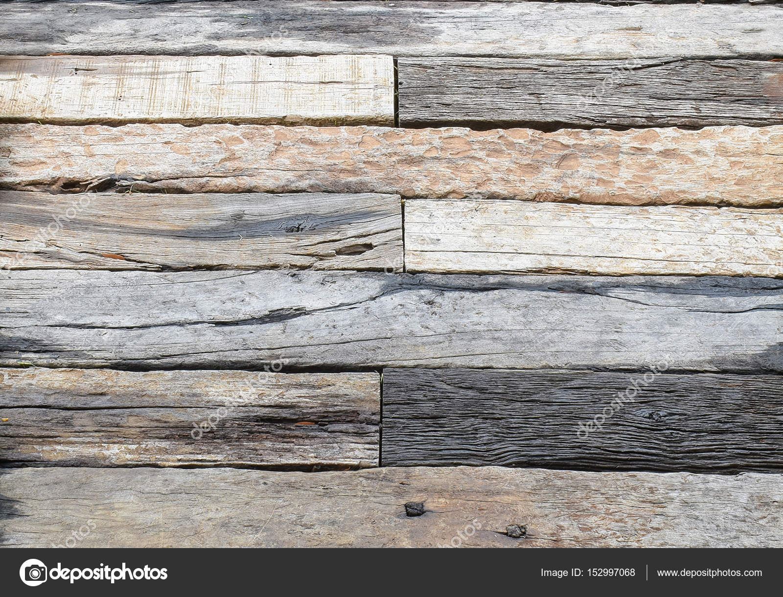 Pattern of natural timber on the floor- gray and brown weathered sawed ...