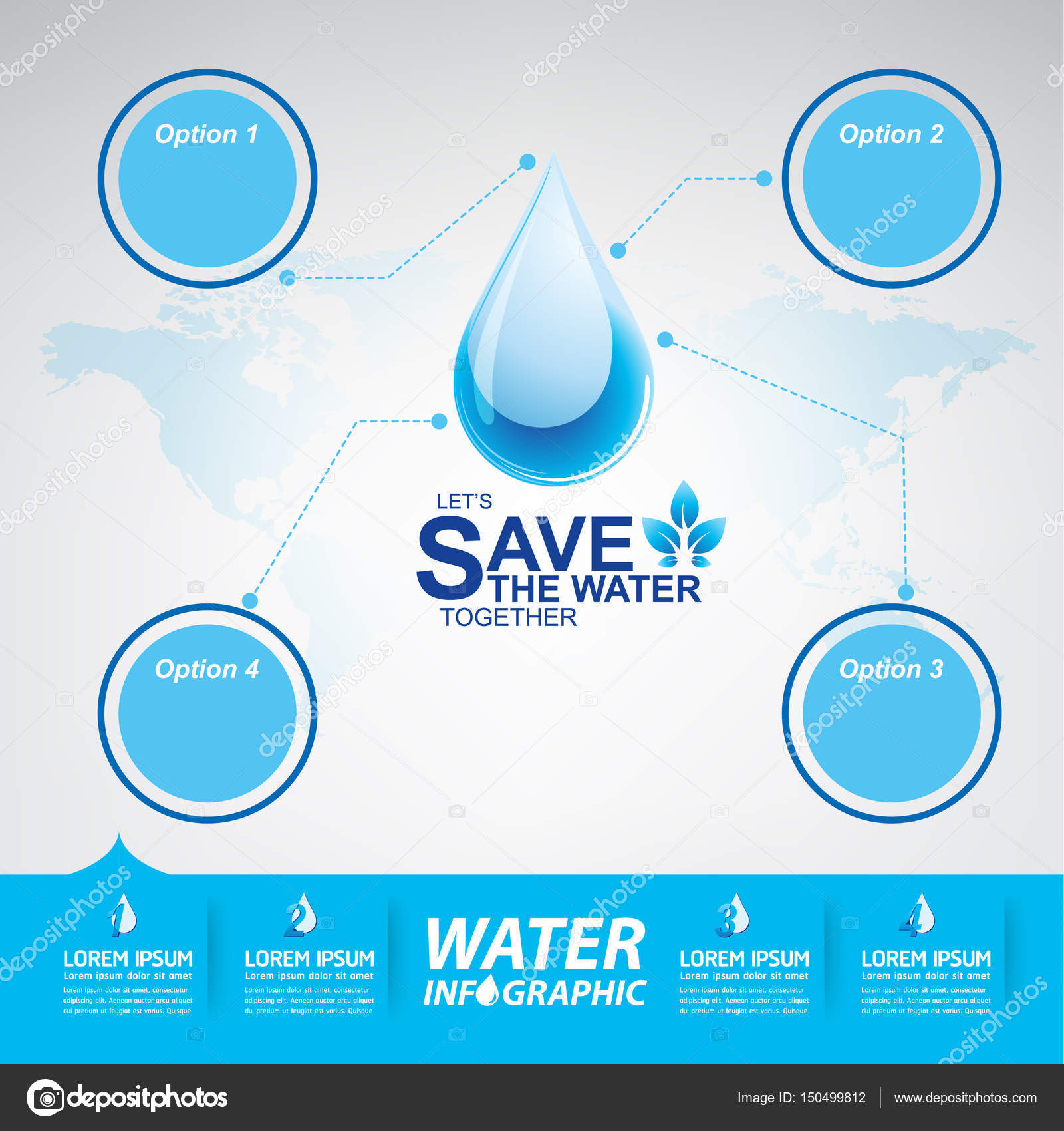 Ahorrar concepto de agua Vector de stock #150499812 de ©Space-Vector