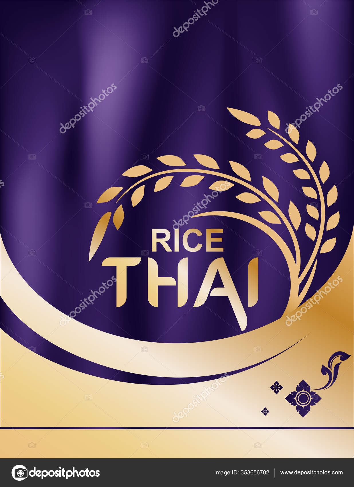 Rice Thailand Food Logo Banner Packaging Products Background Thai Arts ...