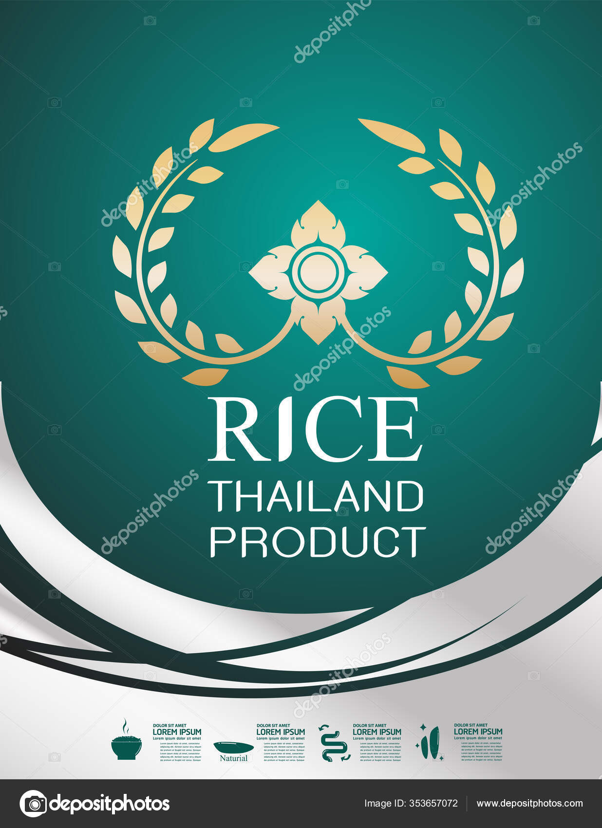 Rice Thailand Food Logo Banner Packaging Products Background Thai Arts ...