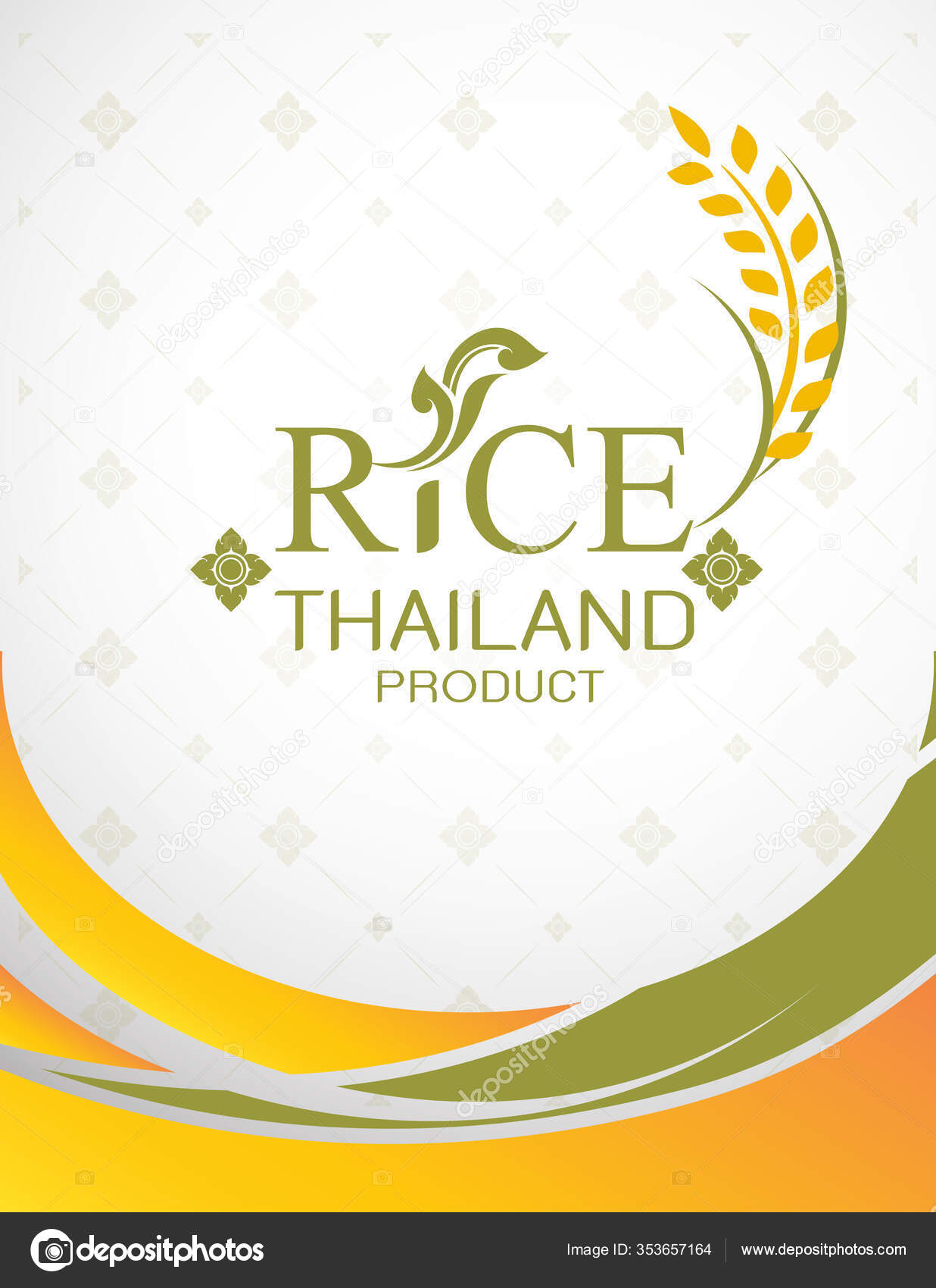 Rice Thailand Food Logo Banner Packaging Products Background Thai Arts ...