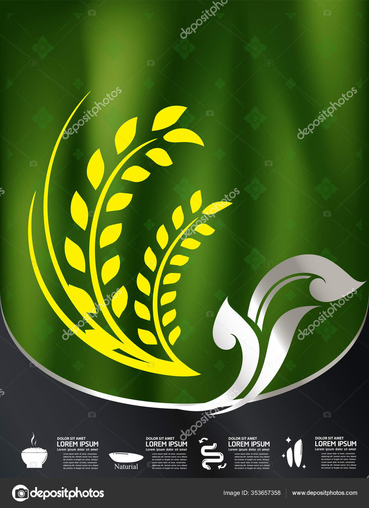 Rice Thailand Food Logo Banner Packaging Products Background Thai Arts ...