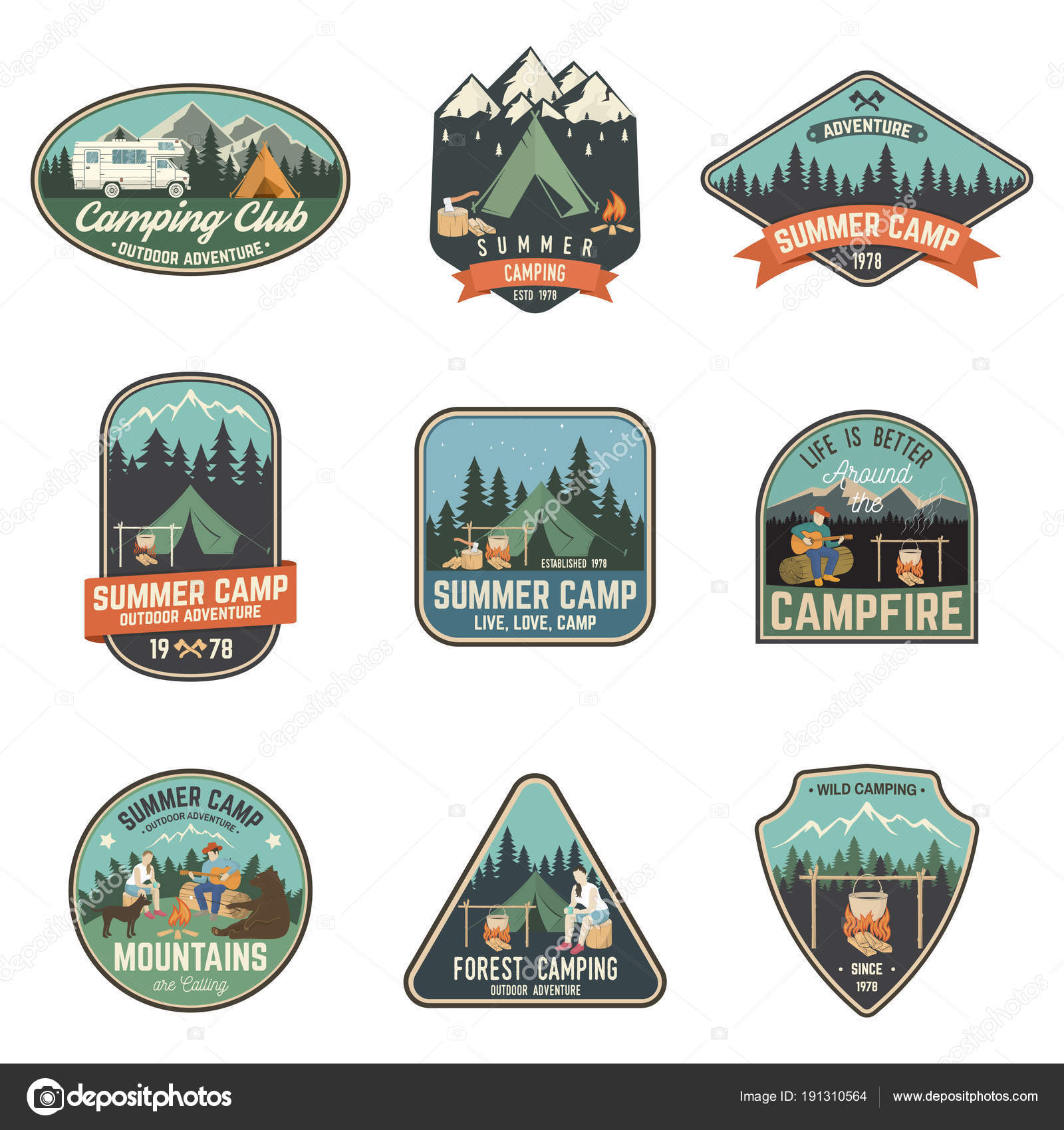 Summer camp. Vector illustration. Concept for shirt or logo, print ...