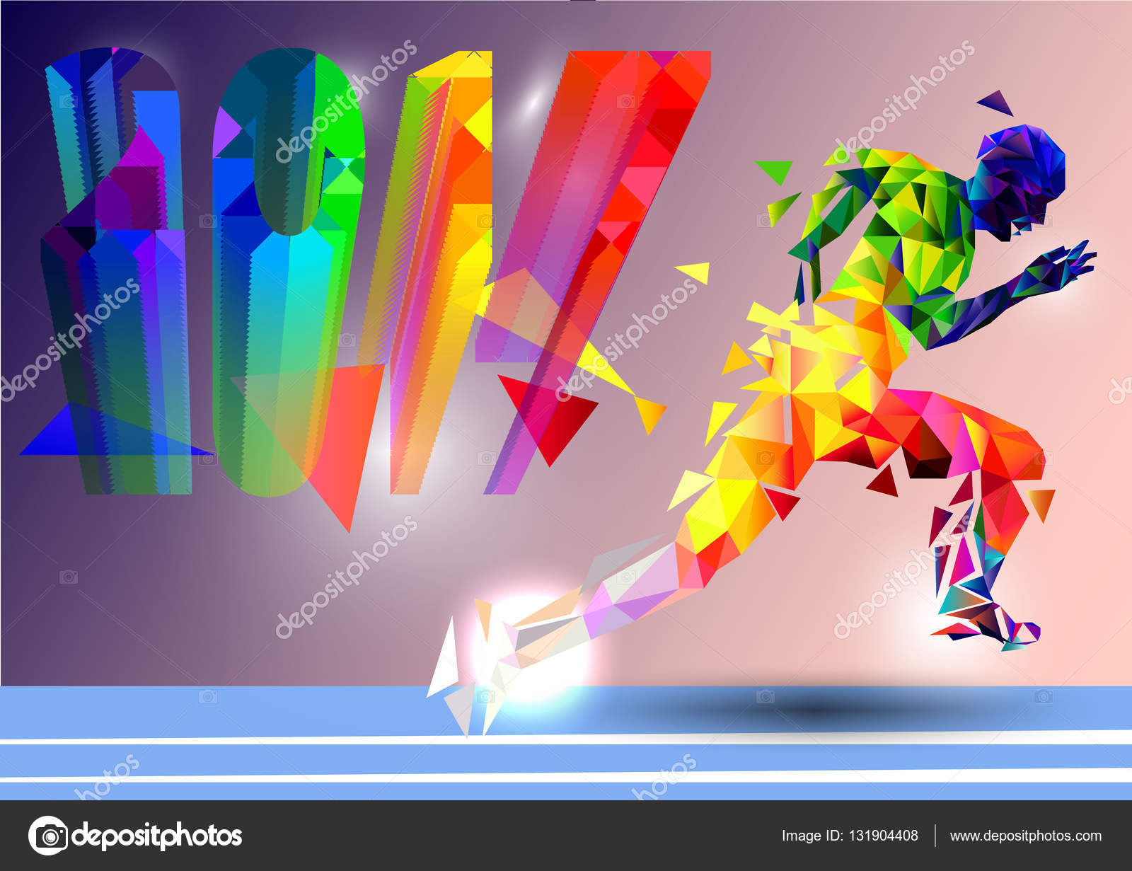 Runner created from the triangle on the background of 2017 Stock Vector ...