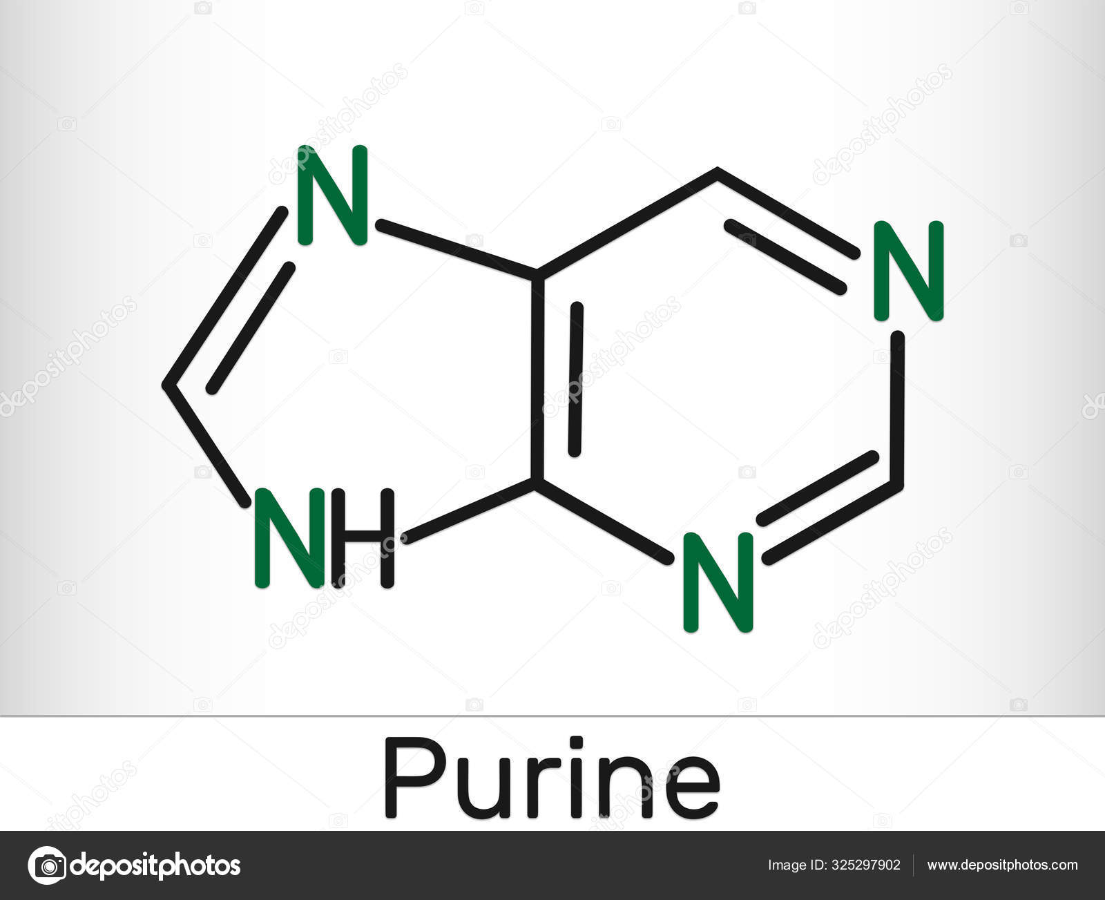 Purine molecule, is a heterocyclic aromatic organic compound. Skeletal ...