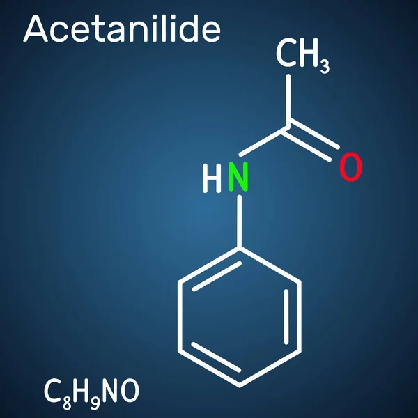 Acetanilida, C8H9NO, molécula de droga. Tiene propiedades analgésicas y ...