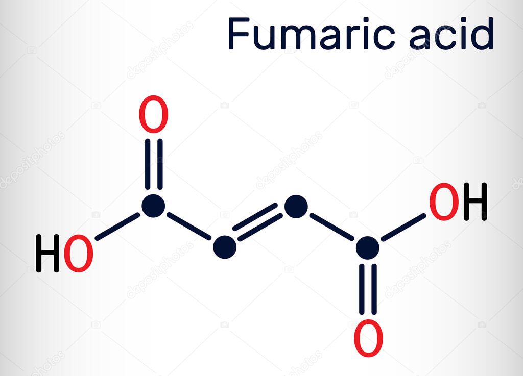 Ácido fumárico, C4H4O4, molécula. Es ácido dicarboxílico insaturado ...