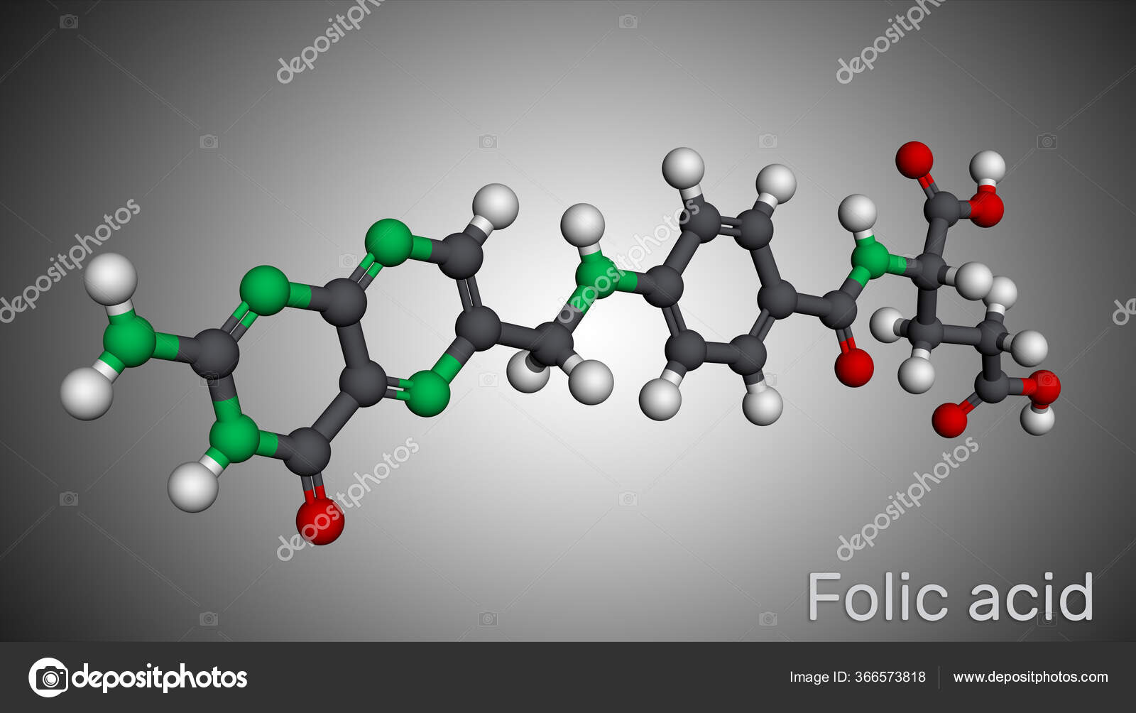 Folic Acid Folate Molecule Known Vitamin Molecular Model Rendering ...