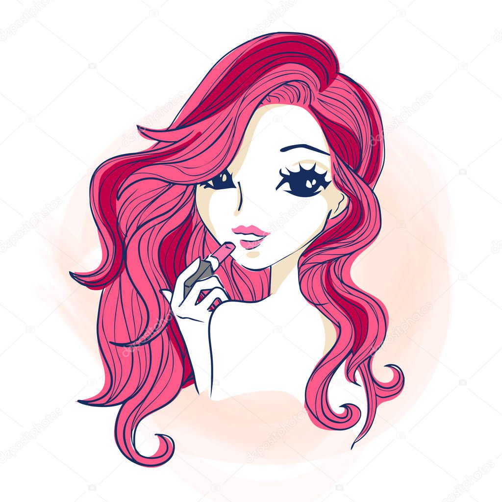 Cartoon woman make up Stock Vector Image by ©etoileark #129838578
