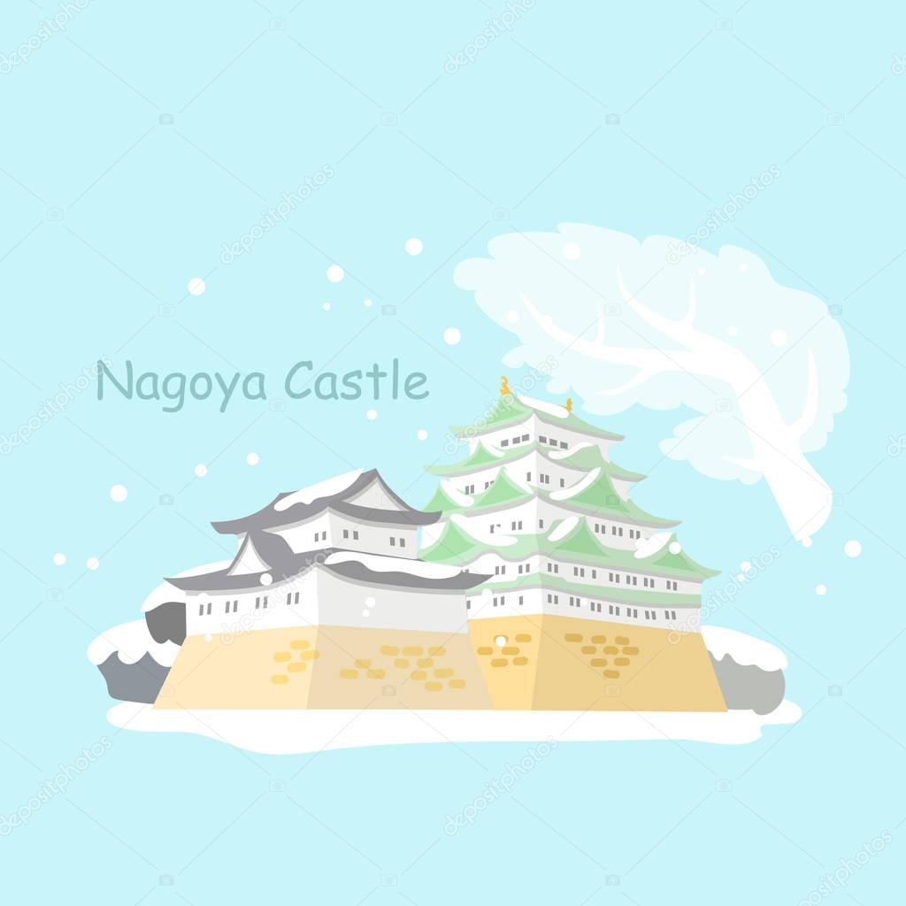 Japan nagoya castle in winter — Stock Vector © etoileark #133697734