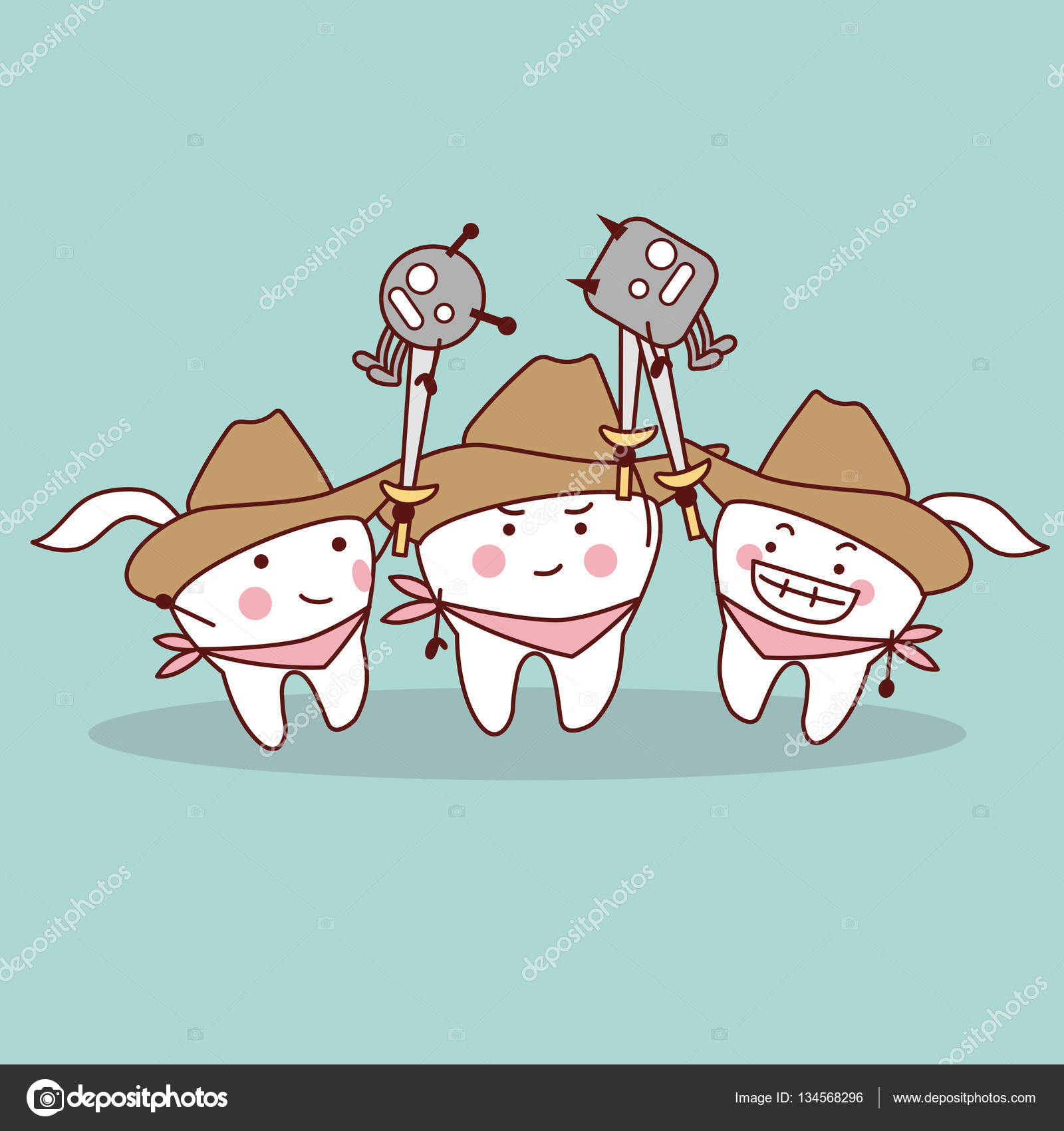 Cartoon teeth cowboy — Stock Vector © etoileark #134568296